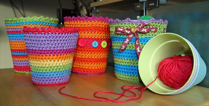 20 Free Crochet Flower Pot Patterns | DIY to Make